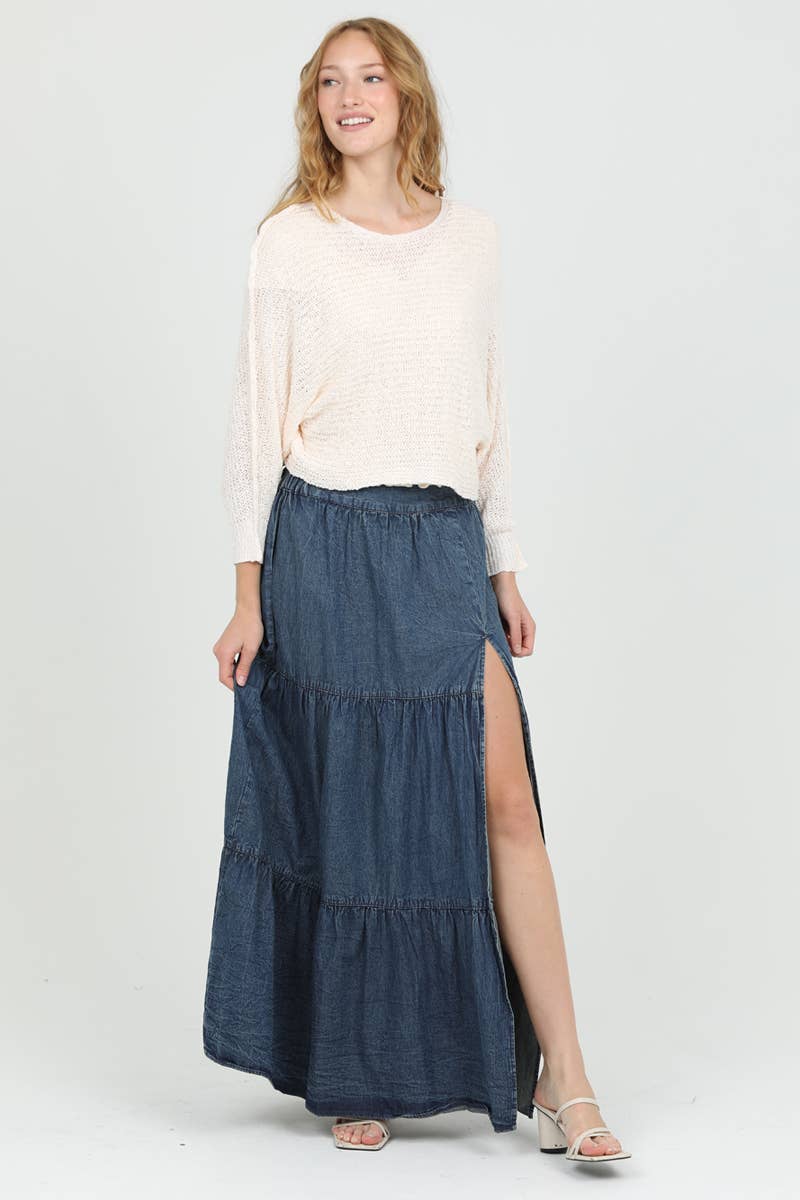 Denim Maxi Skirt with Side Slit | Simplicity by Shelyn - The Unique ...