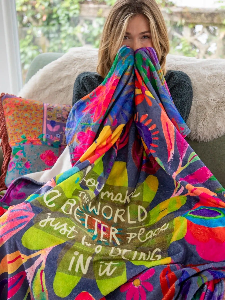 Natural Life Cozy Throw Blanket - You Make The World Better ...